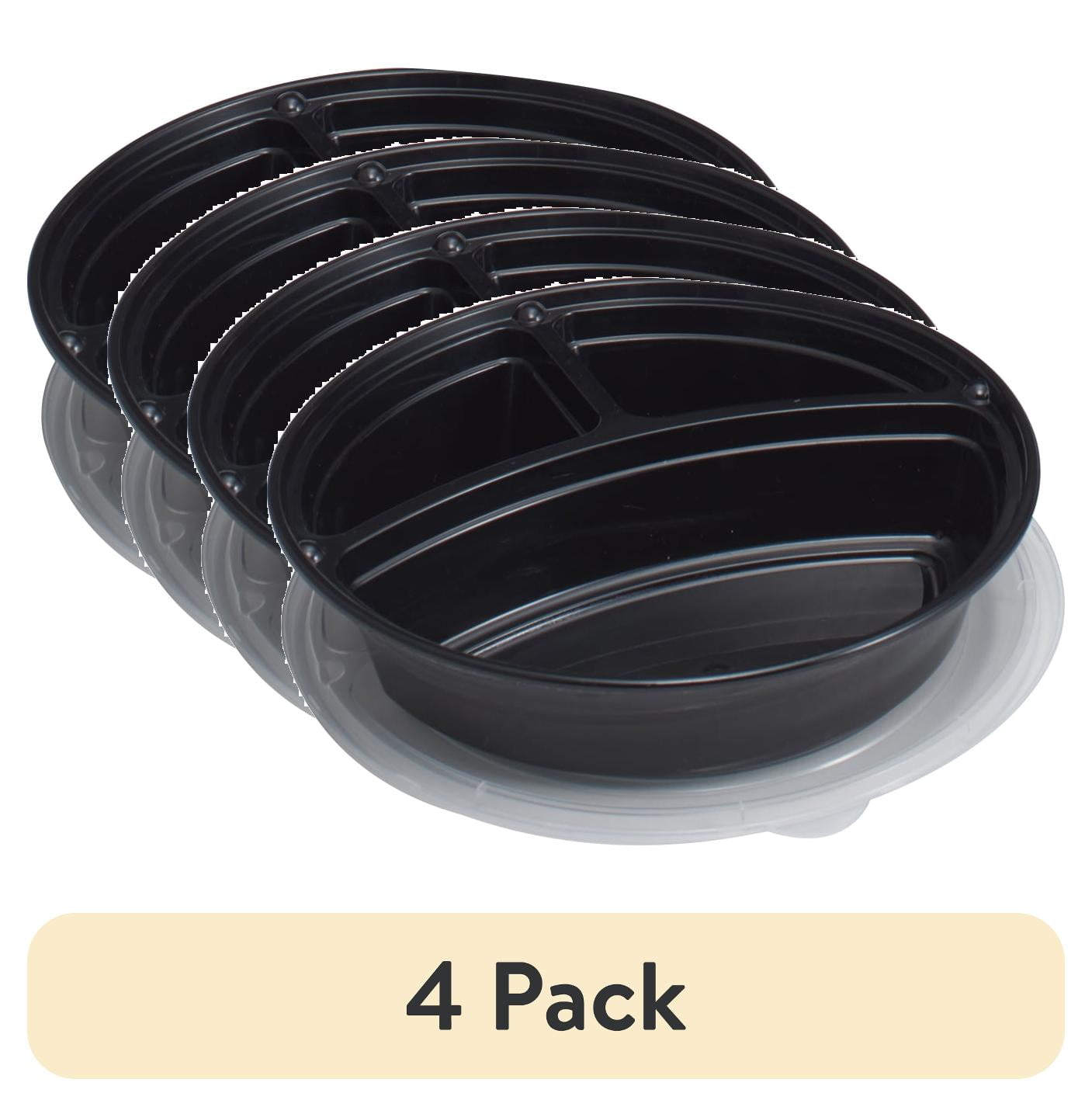 (4 pack) Mainstays 3-Compartment 1L Round Meal Prep Food Storage ...