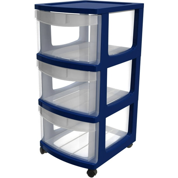Mainstays 3-Drawer Cart, Medium, Blue - Walmart Business Supplies
