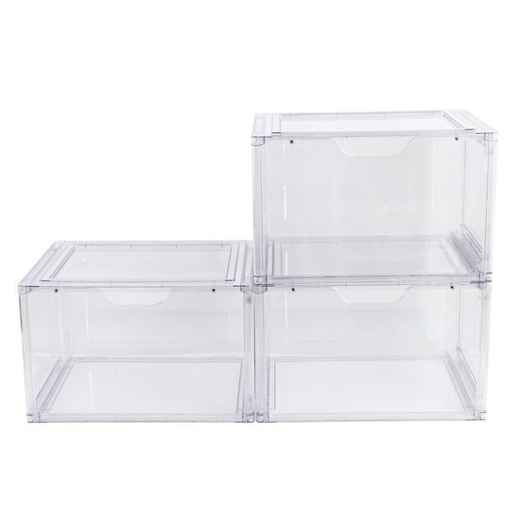 Free Shipping! Mainstays Shoe Storage Organizer, 3 Pack Stackable Clear ...