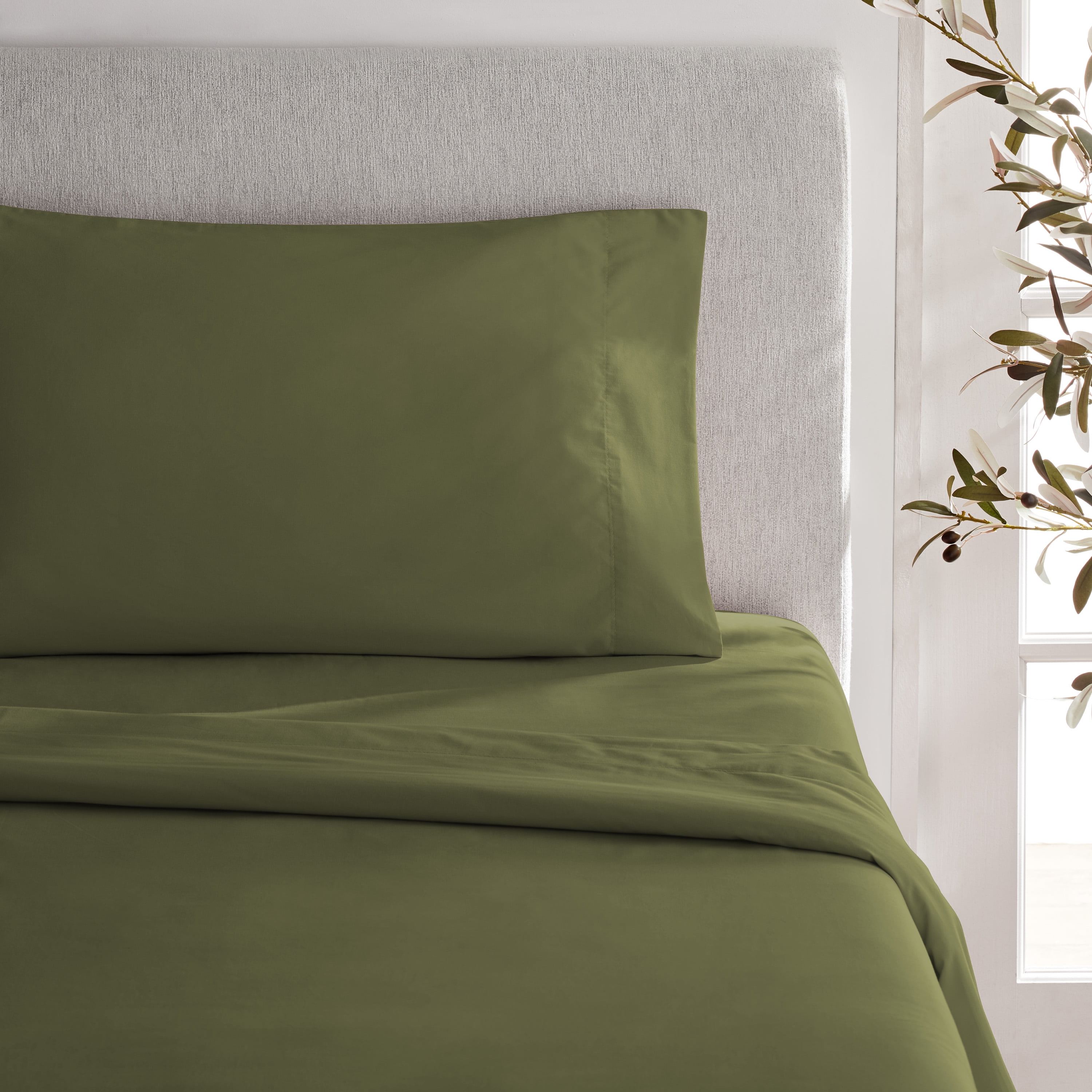 Mainstays 3-Piece 300 Thread Count Easy Care Percale Bed Sheet Set, Sea ...