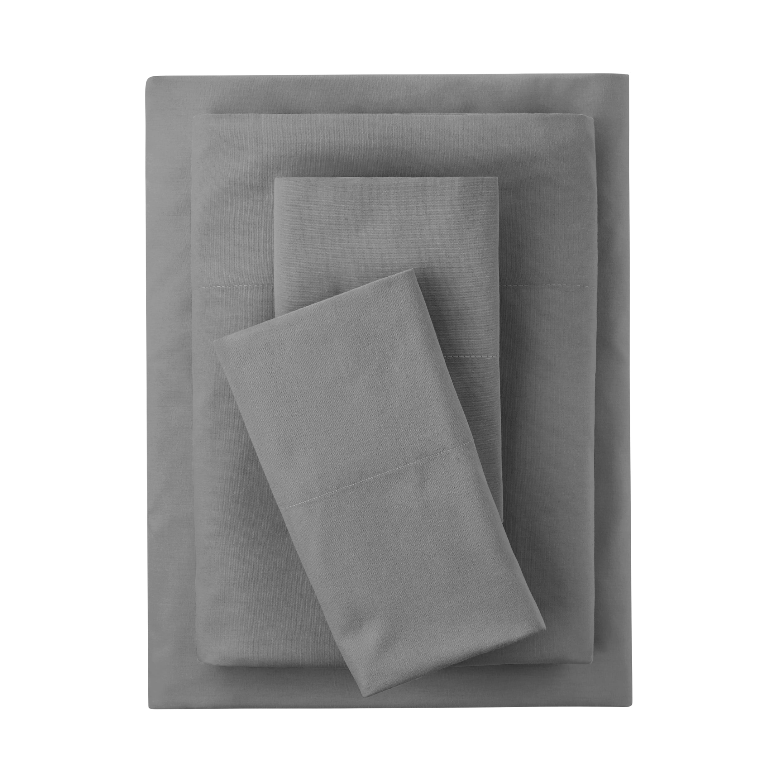 Mainstays 3 Piece 300 Thread Count Soothing Gray Cvc Cotton Blend Bed Sheet Set Twintwin Xl