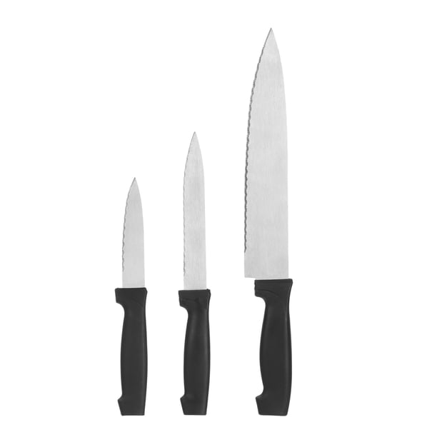 Mainstays 3 Piece Stainless Steel Knife Set - Chef, Paring, Utility ...