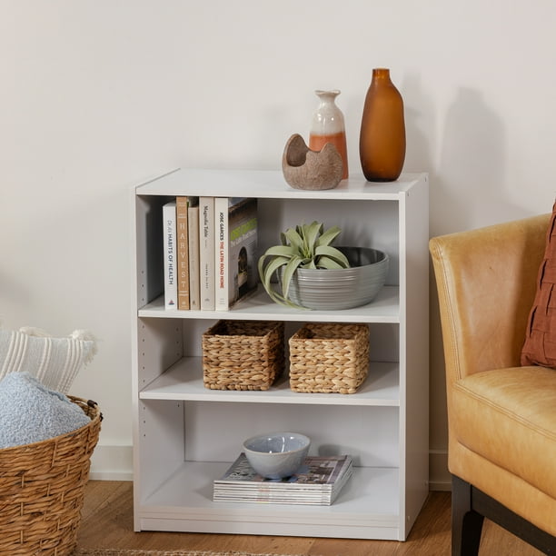 Mainstays 3-Shelf Bookcase with Adjustable Shelves, White - Walmart ...