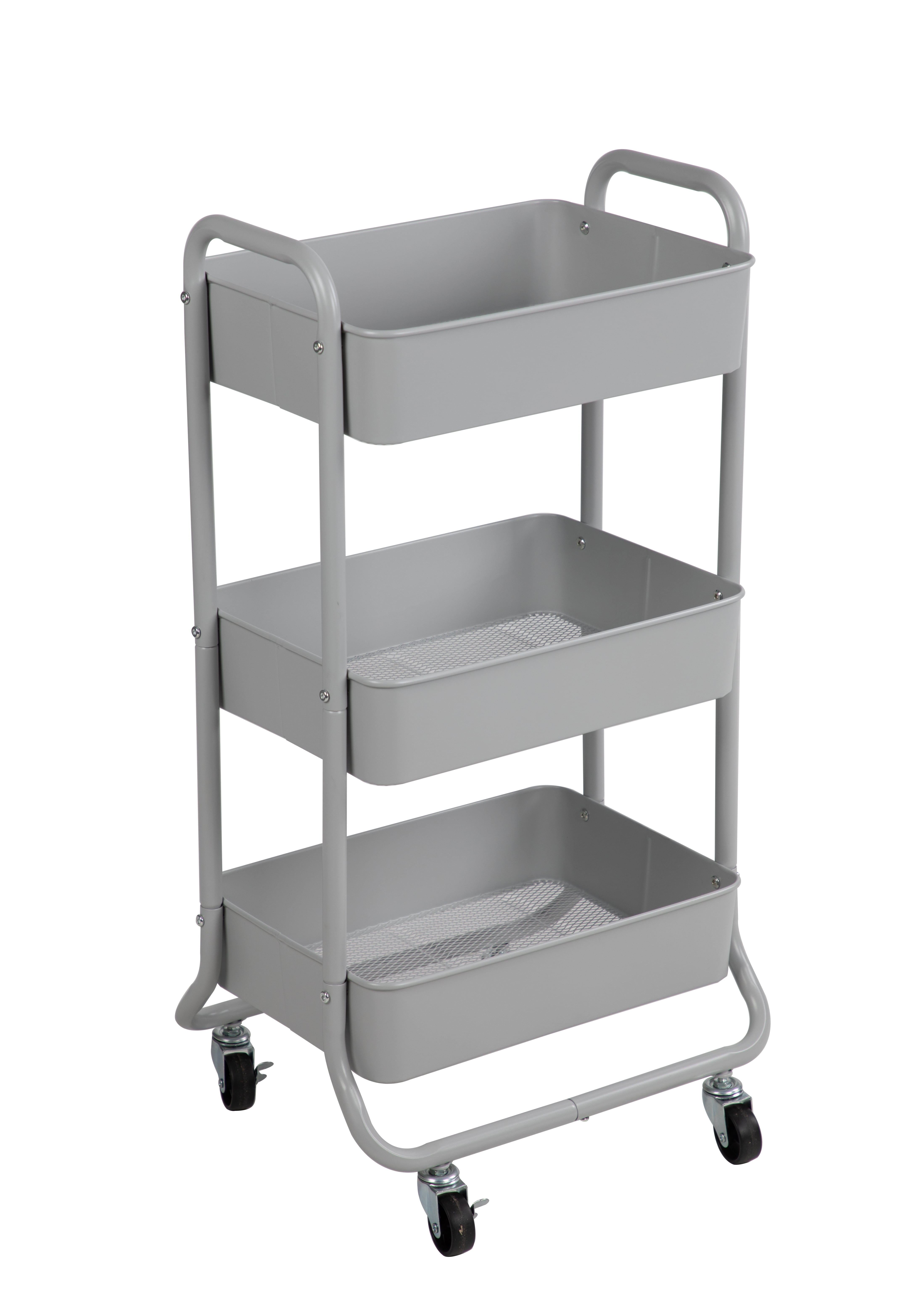Mainstays 3 Tier Metal Utility Cart, Soft Silver, Laundry Cart, Easy ...