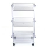 Mainstays Storage Cart, 3 Tier Clear Plastic Utility Rolling Storage ...