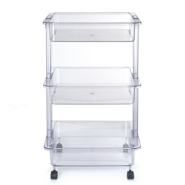 Mainstays 3 Tier Plastic Clear Utility Storage Cart, Adult Size ...