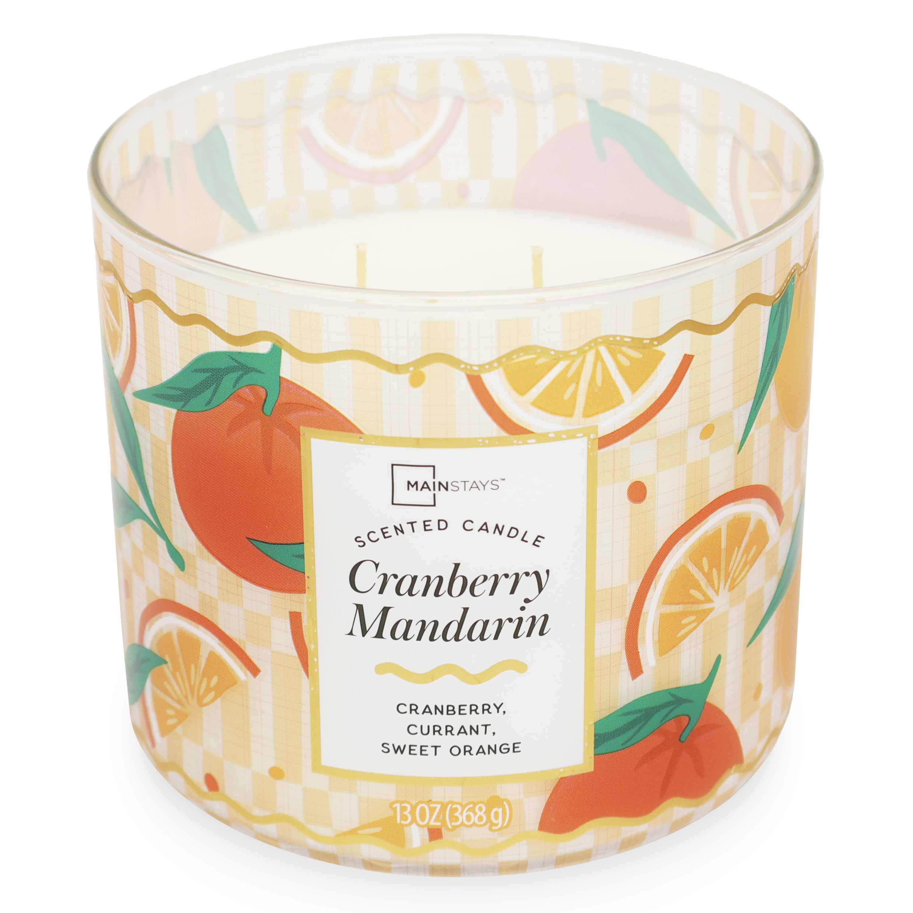 Mainstays 3-Wick Cranberry Mandarin Fragrance Candle with a Decorative ...