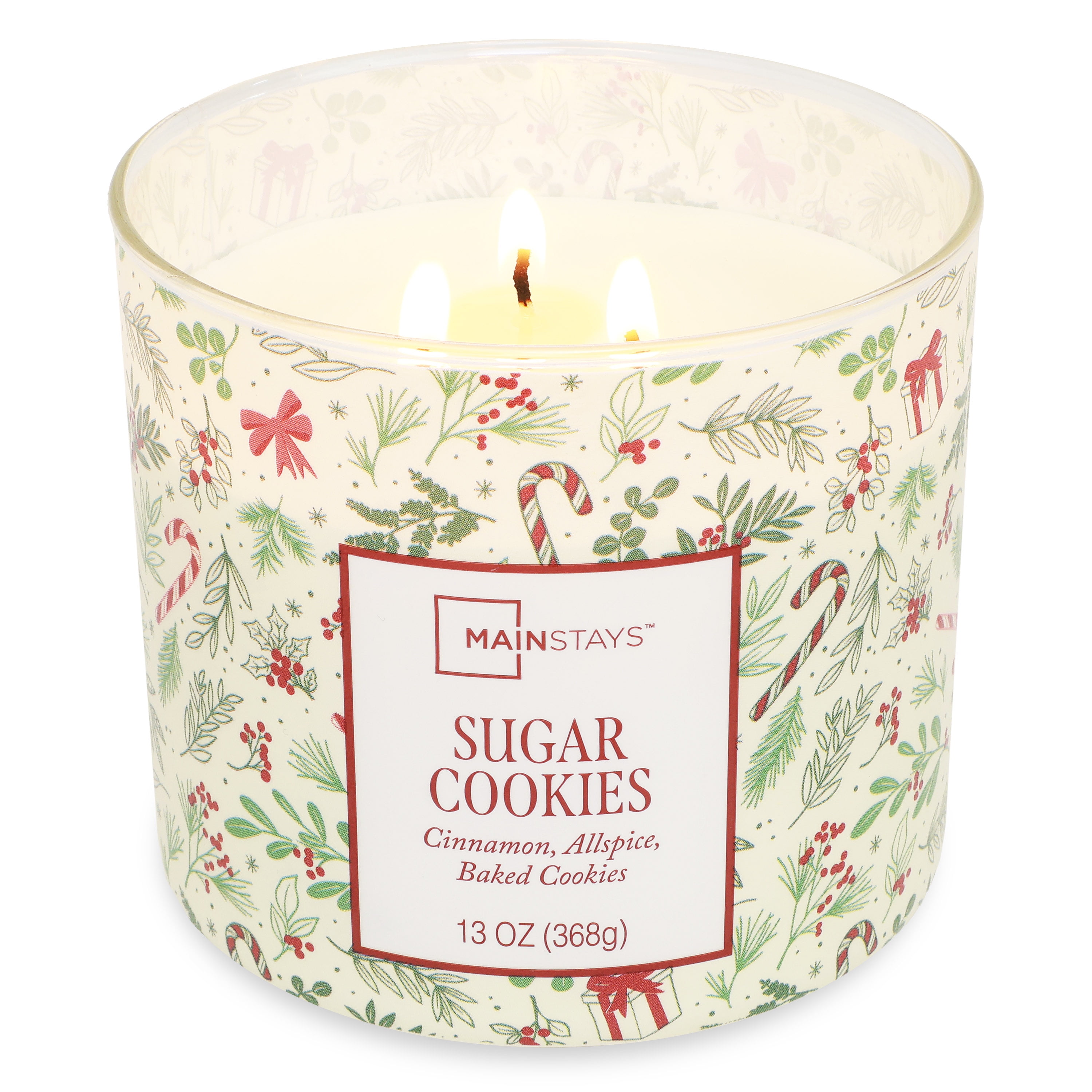 Mainstays 3-Wick Sugar Cookie Scented Candle with a White Garland Toss ...