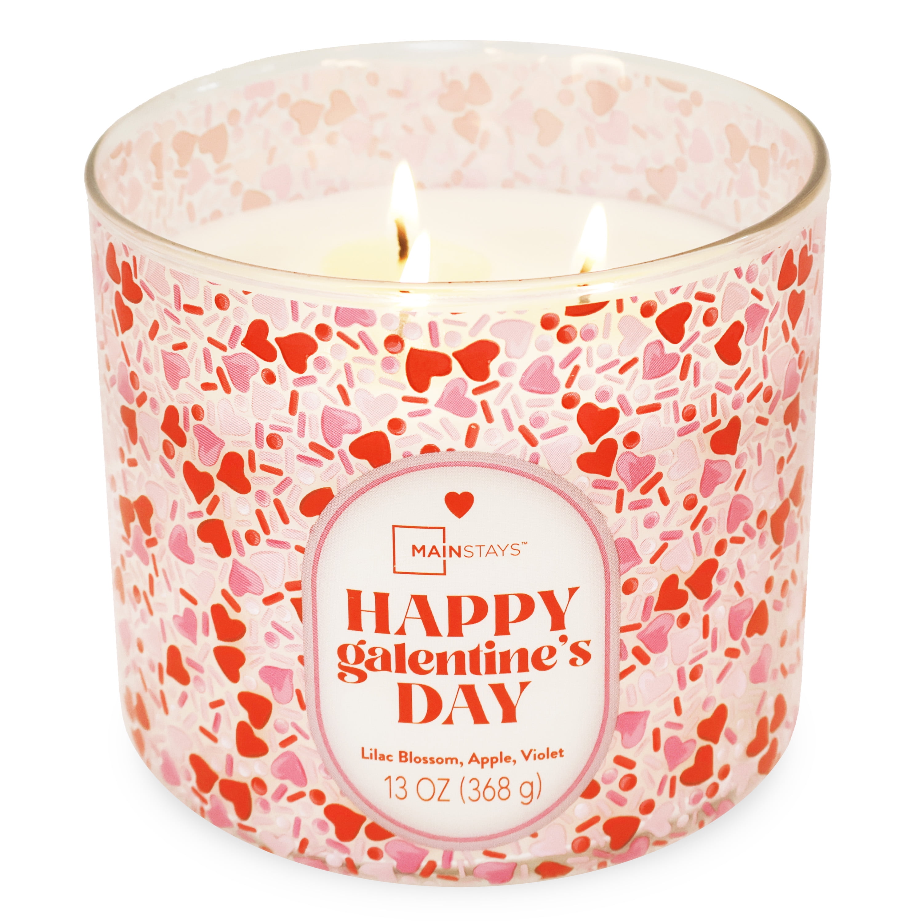 Mainstays 3-Wick Valentine's Themed Candle Happy Galentine's Day Wrap ...