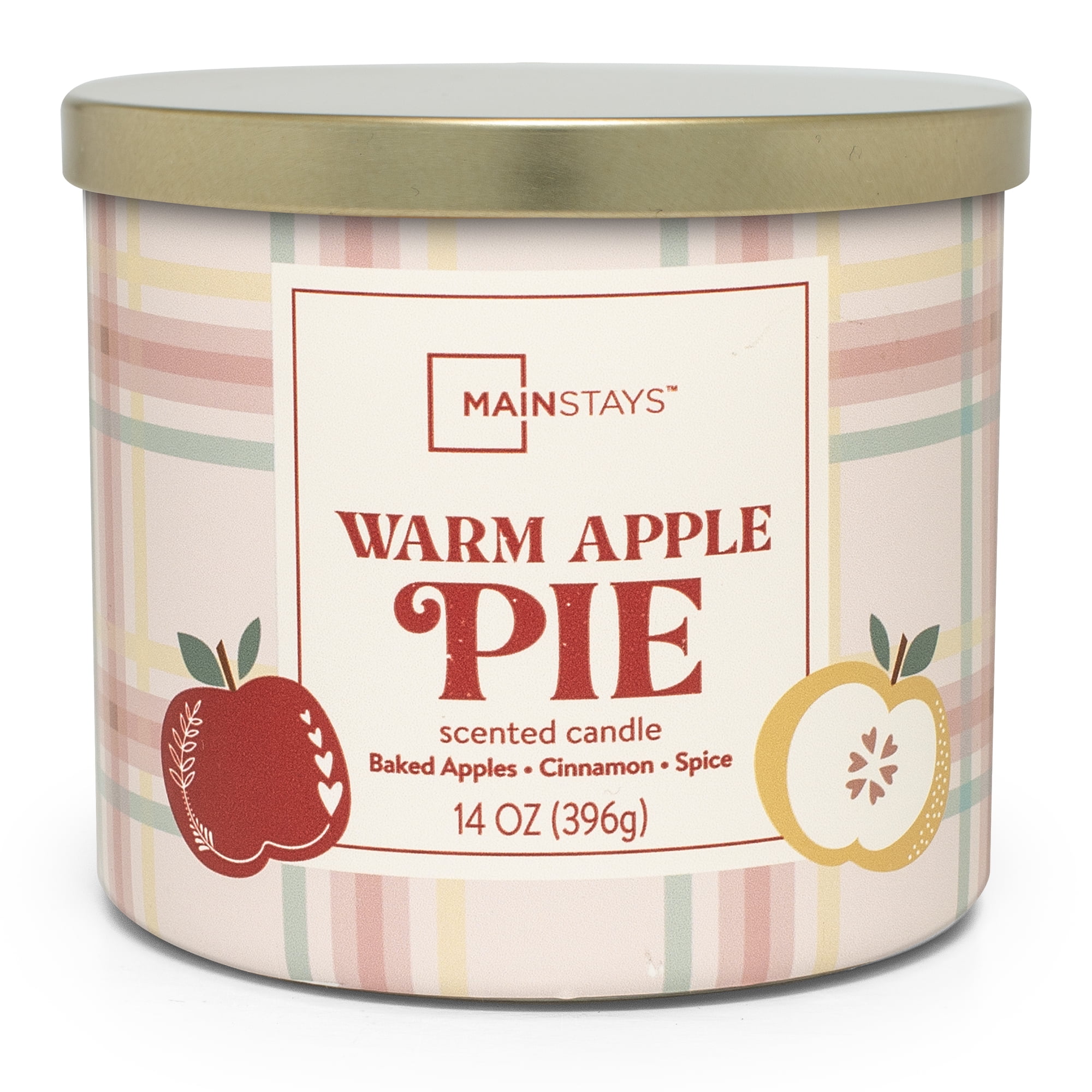 Mainstays 3 Wick Warm Apple Pie Scented Candle 14 oz Decorative Fragranced - Walmart.com