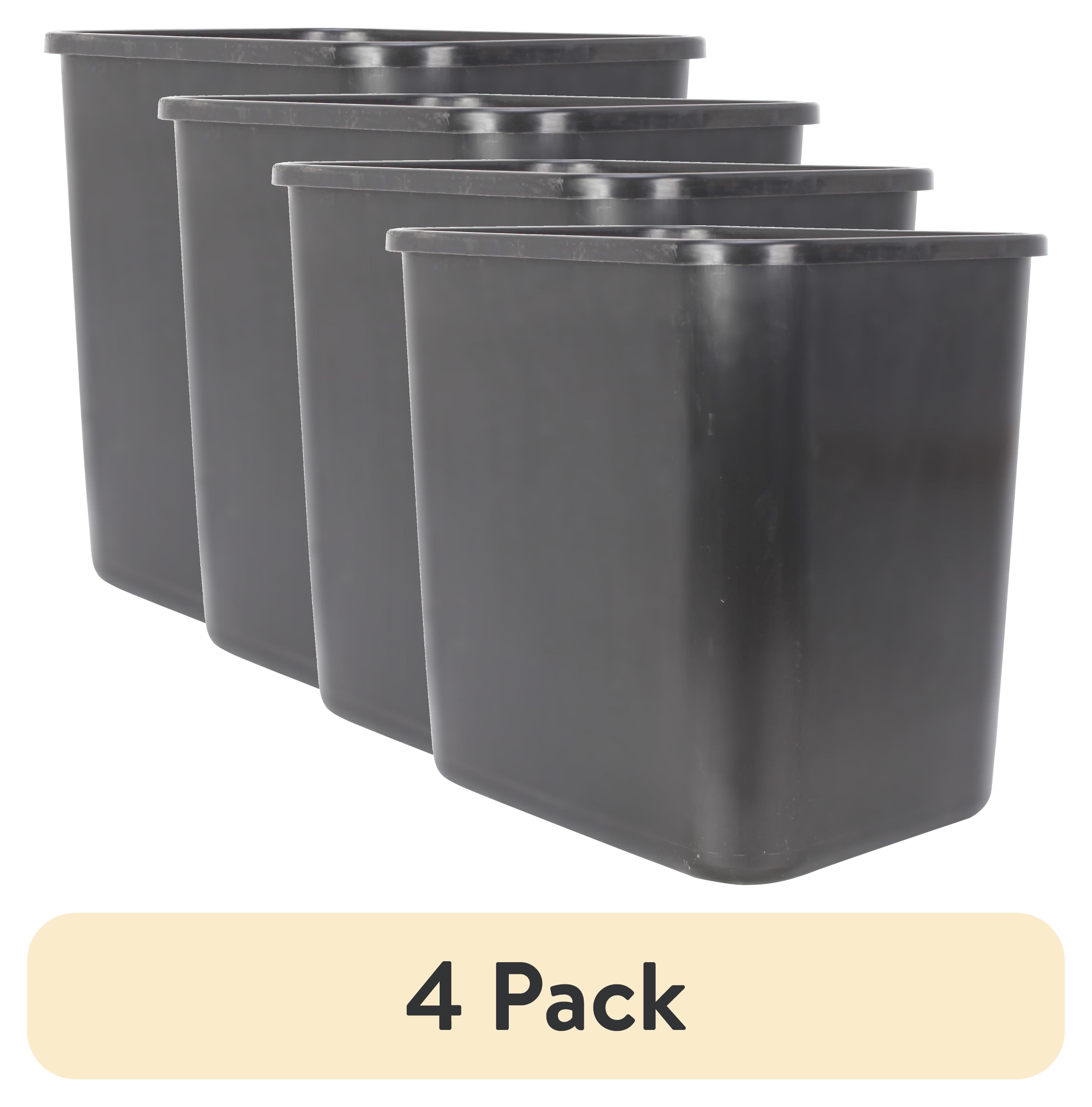 (4 pack) Mainstays 3 gal Plastic Open Top Kitchen Trash Can, Black ...