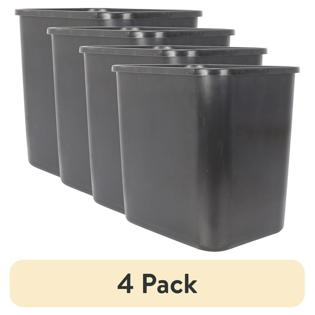 (4 pack) Mainstays 3 gal Plastic Open Top Kitchen Trash Can, Black ...