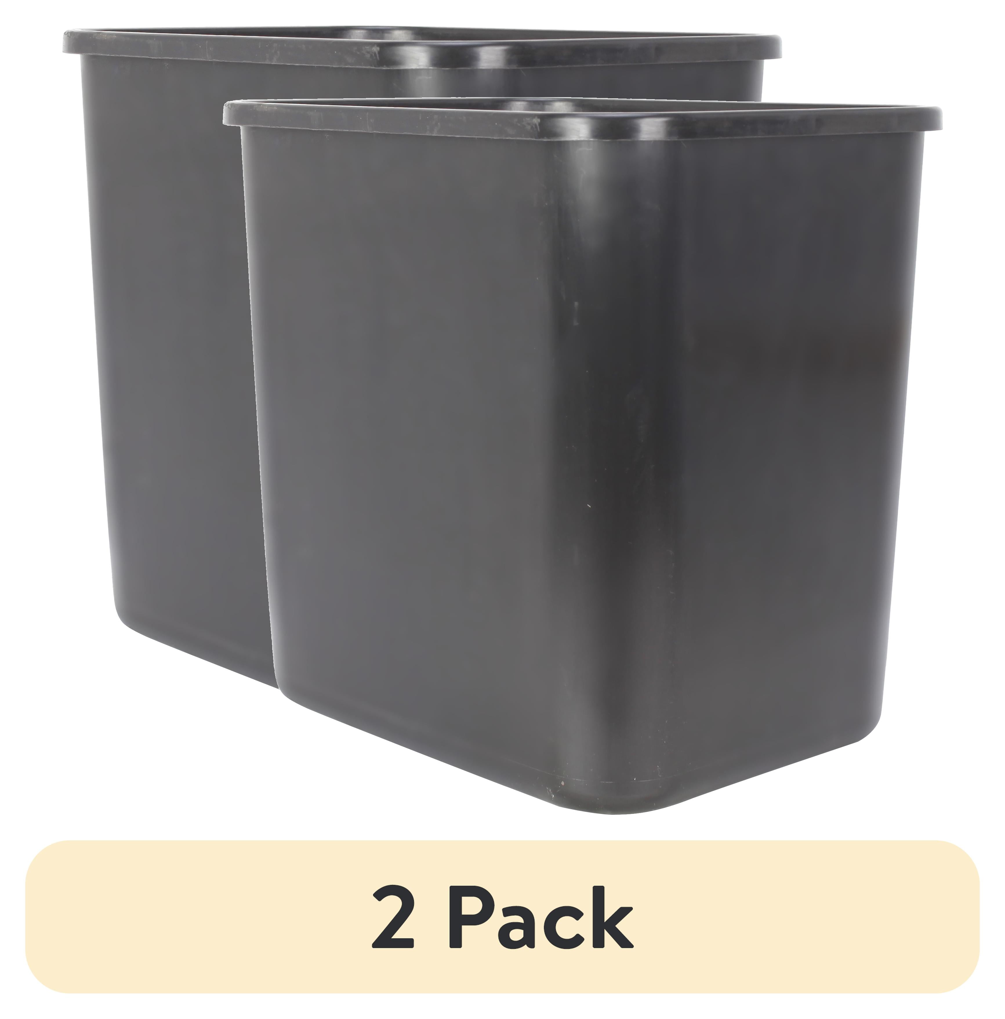 (2 pack) Mainstays 3 gal Plastic Open Top Kitchen Trash Can, Black ...