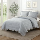 Mainstays Gray Paisley 3-Piece Quilt Set King with Scalloped Edges and ...