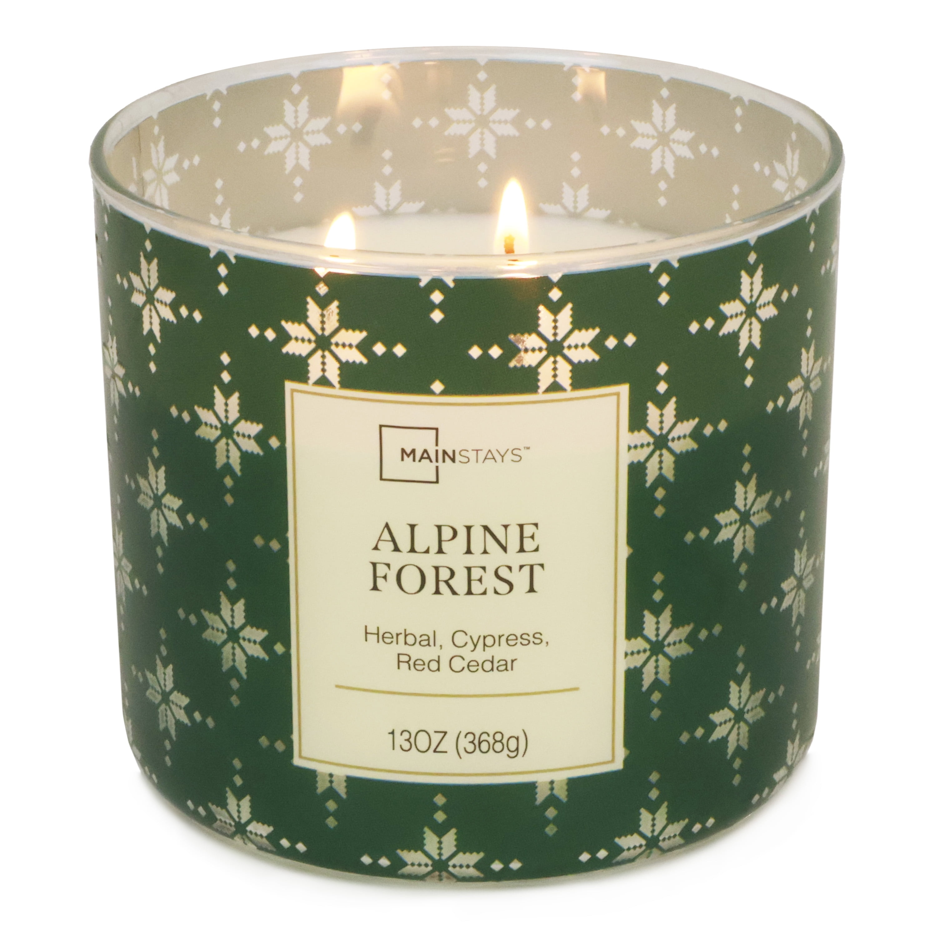 Mainstays 3-wick Alpine Forest Snowflake Candle, 13 oz Holiday Decor ...