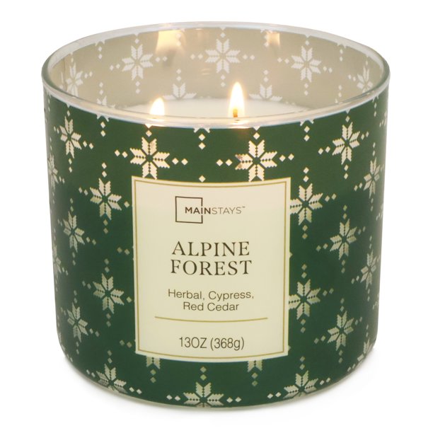 Mainstays 3-wick Alpine Forest Snowflake Candle, 13-Ounce - Walmart ...