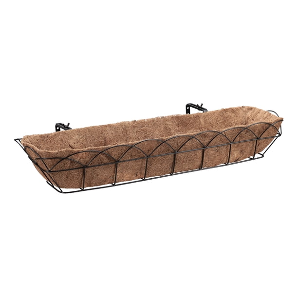 Mainstays 30-inch Black Arches Metal Window Box with Coco-Fiber Liner ...