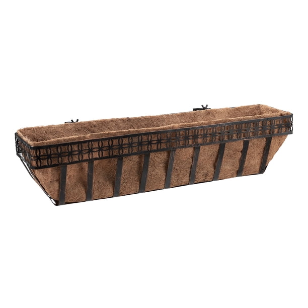 Mainstays 30-inch Bronze Lattice Metal Window Box with Coco-Fiber Liner ...