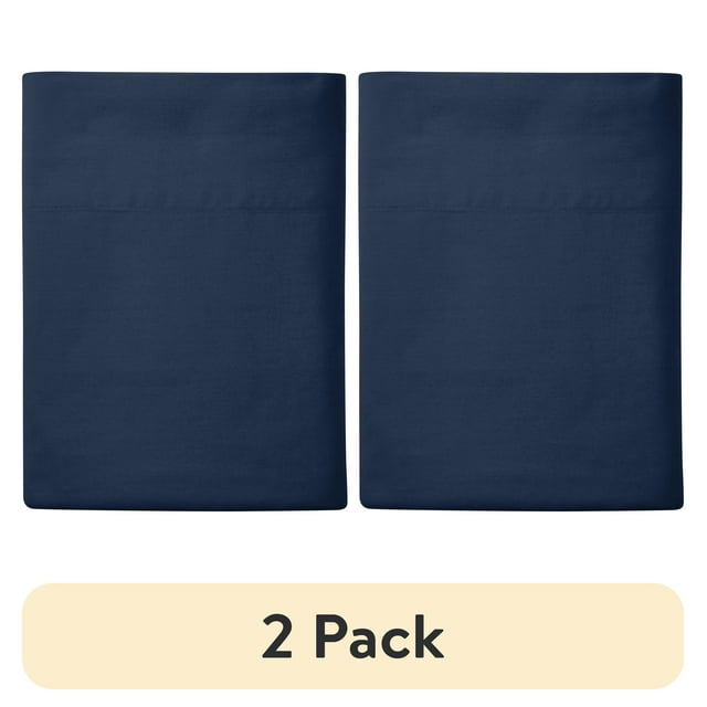 (2 pack) Mainstays 300 Thread Count Easy Care Percale Flat Sheet, Blue ...