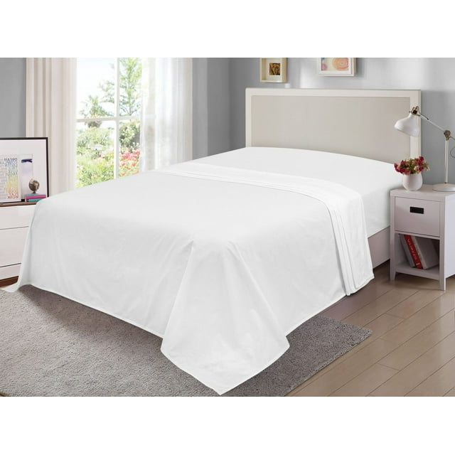 Mainstays 300TC Cotton Rich Percale Easy Care Bed Sheet,Arctic White ...