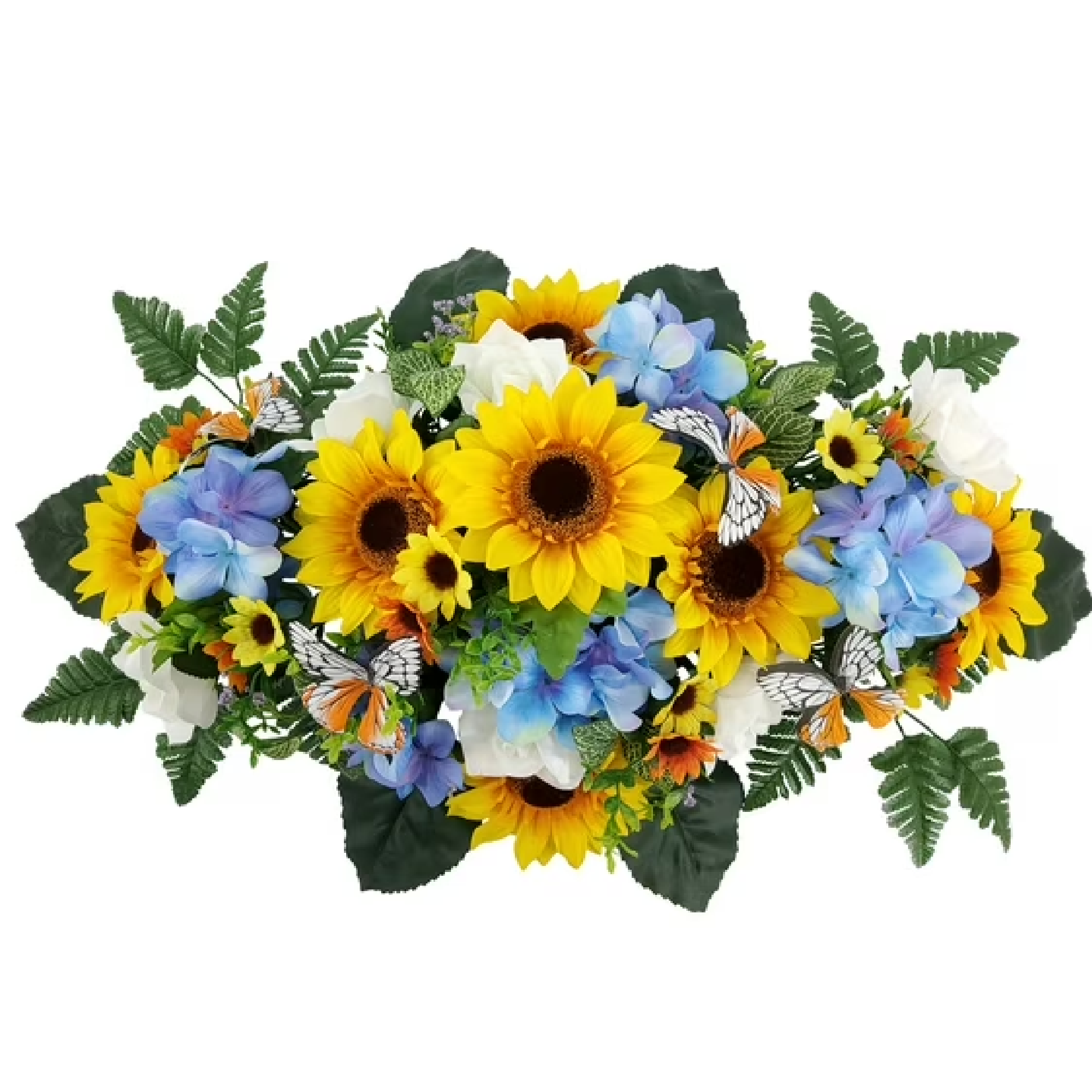 Mainstays 30in Outdoor Artificial Floral Headstone Saddle, Sunflower ...