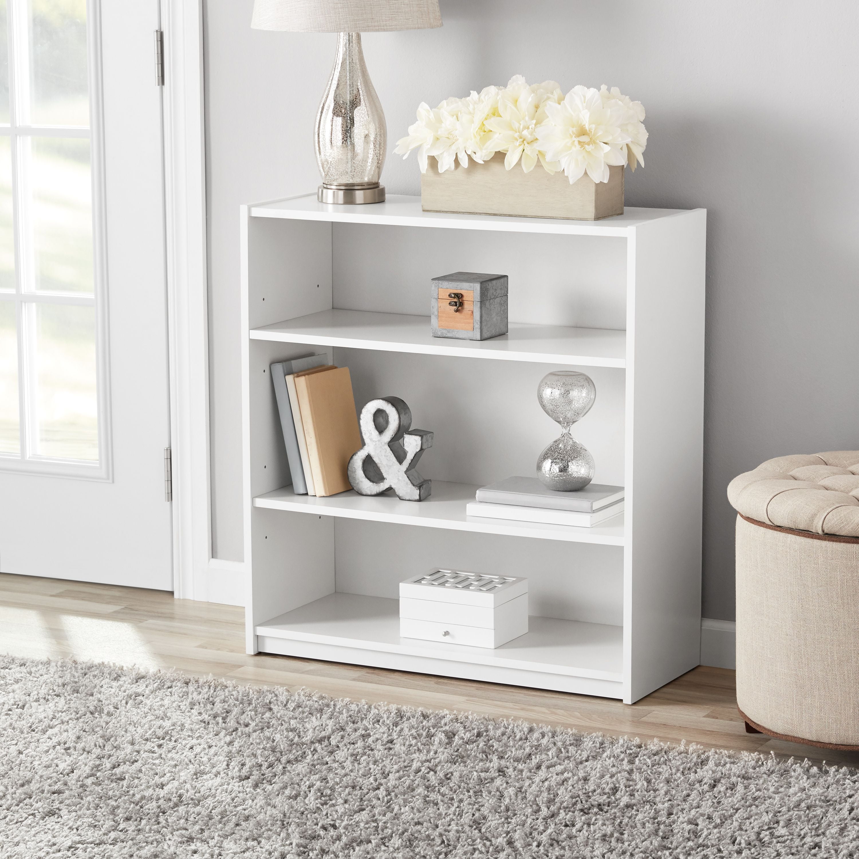 Mainstays 31" 3-Shelf Standard Bookcase, White - Walmart.com