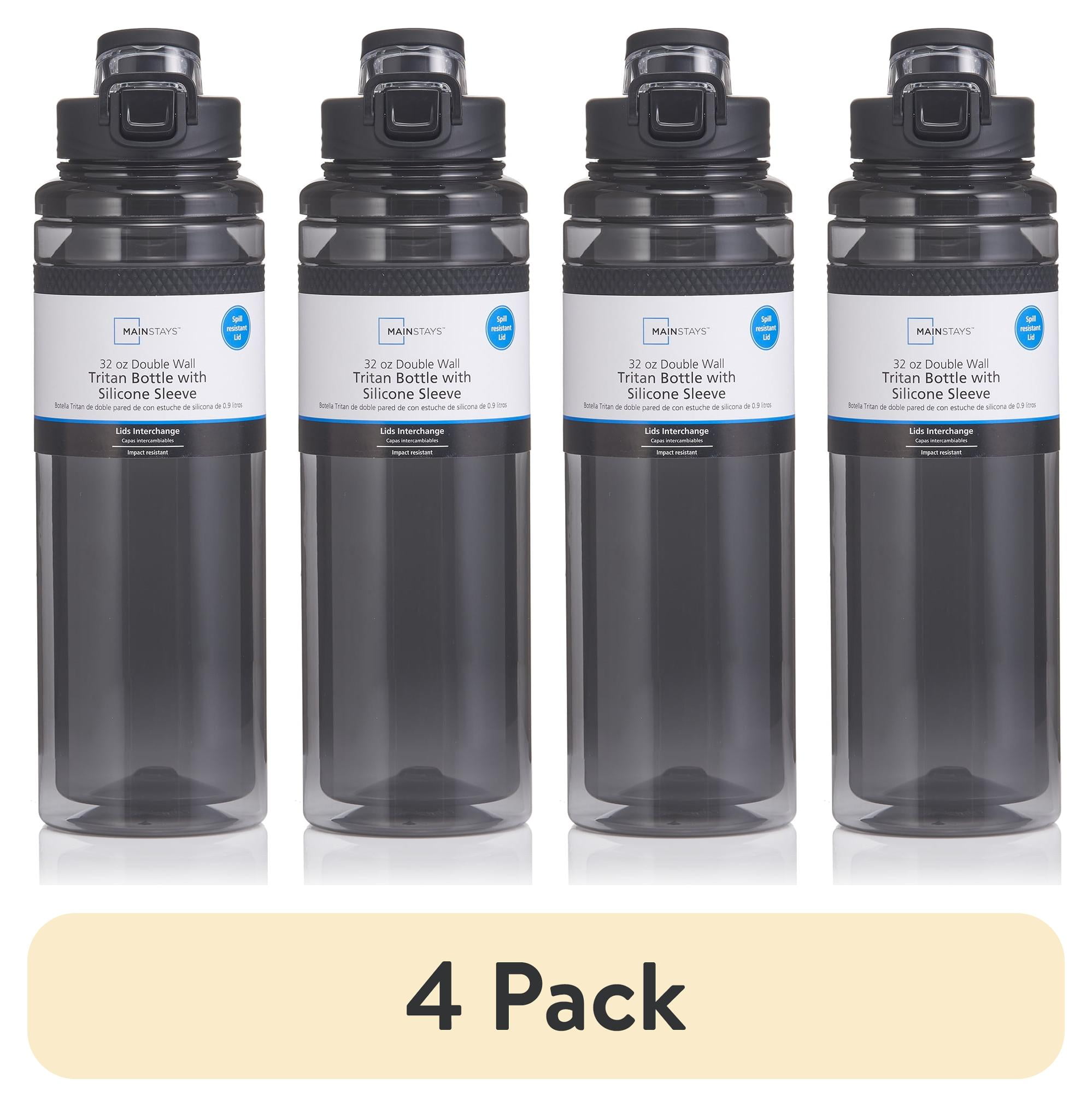 (4 pack) Mainstays 32 fl oz Rich Black Solid Print Plastic Water Bottle ... (4 pack) Mainstays 32 fl oz Rich Black Solid Print Plastic Water Bottle ...