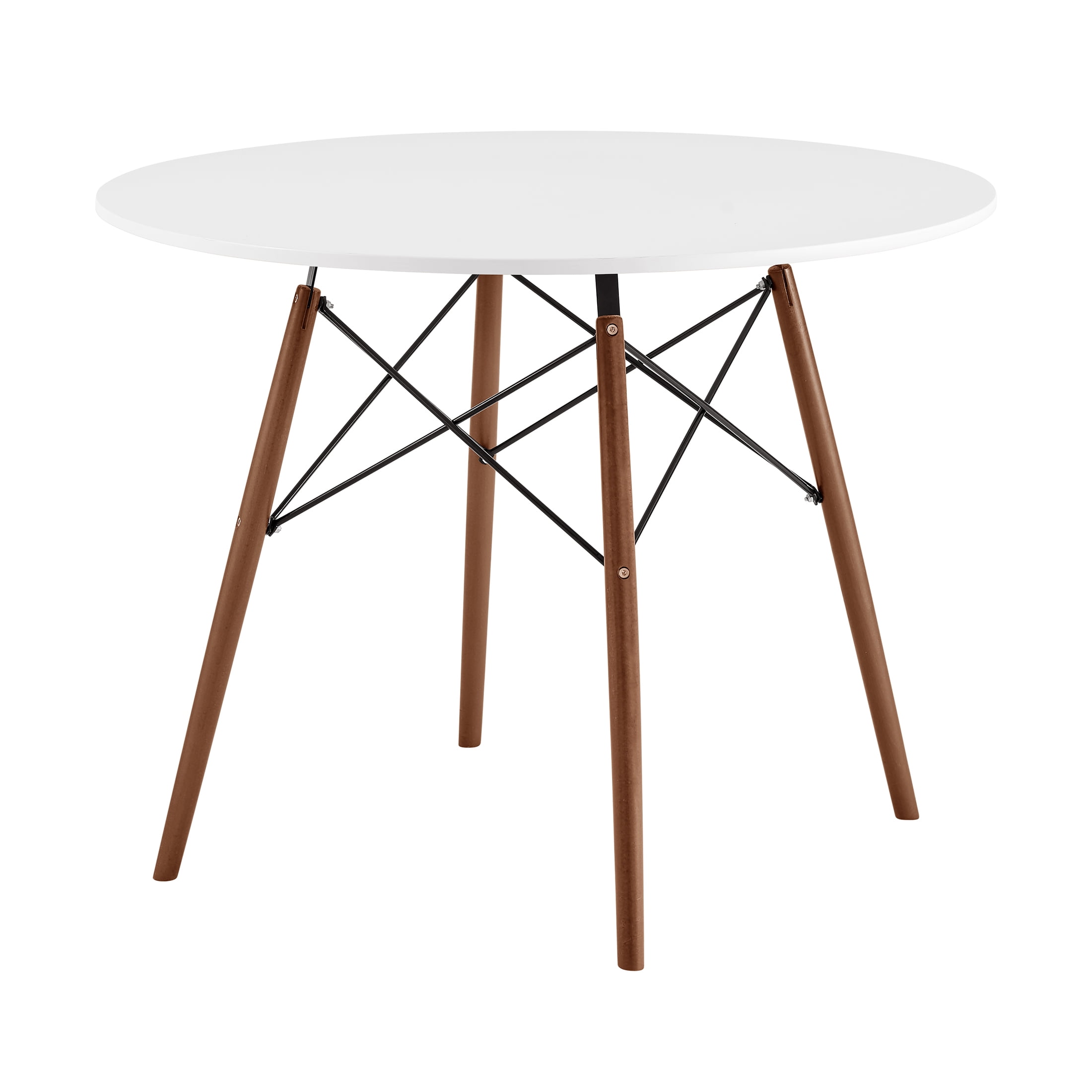 Mainstays 39inch Round Wood Dining Table, White and Brown Color for ...