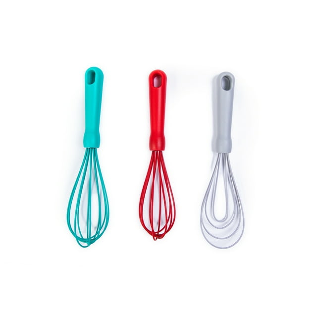 Mainstays 3pcs Silicone Whisk Set, L-10.5in/10.4in/9.6in, Red, Blue and ...