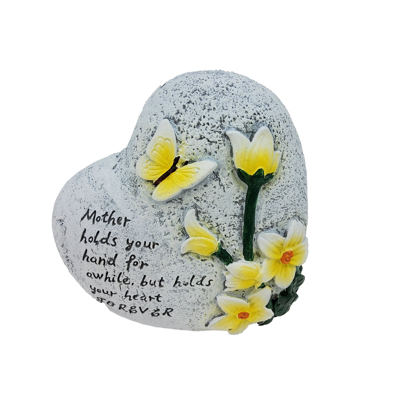 Mainstays 4.7" Mem Heart Stone, Tulip Flower Design, Yellow Color ...