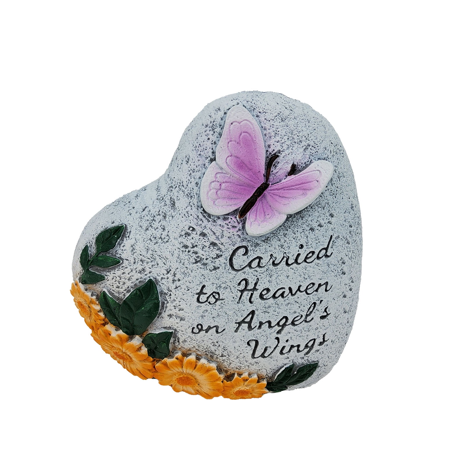 Mainstays 4.7" Width Mem Heart Stone, Daisy Flower Design, Orange Color ...