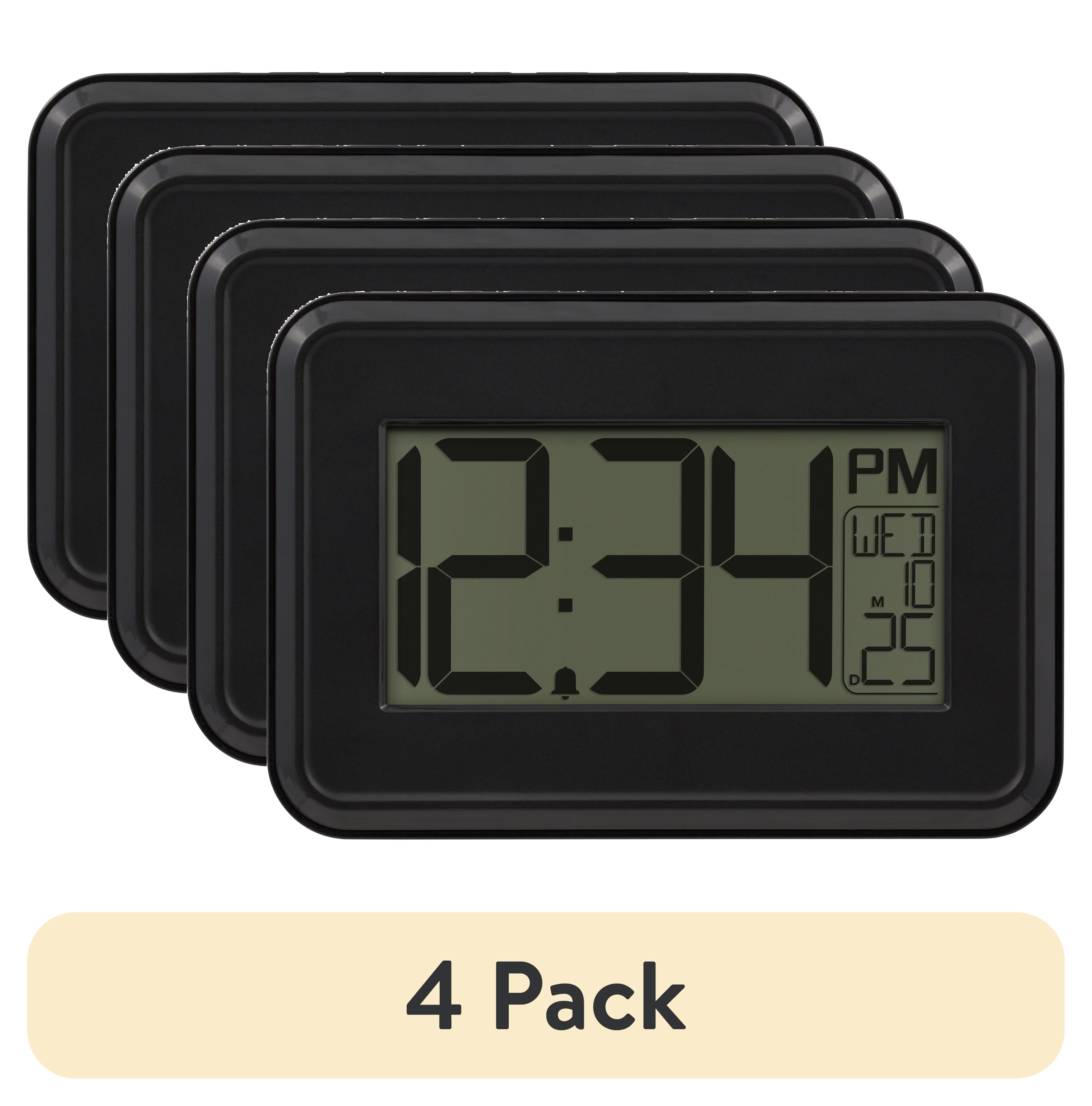 (4 pack) Mainstays 4.90" Digital Table and Wall Clock with 12-Hour ...