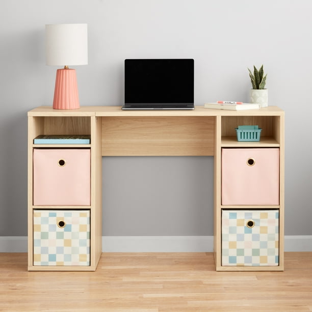 Mainstays 4-Cube Storage Desk, Spring Pine - Walmart Business Supplies