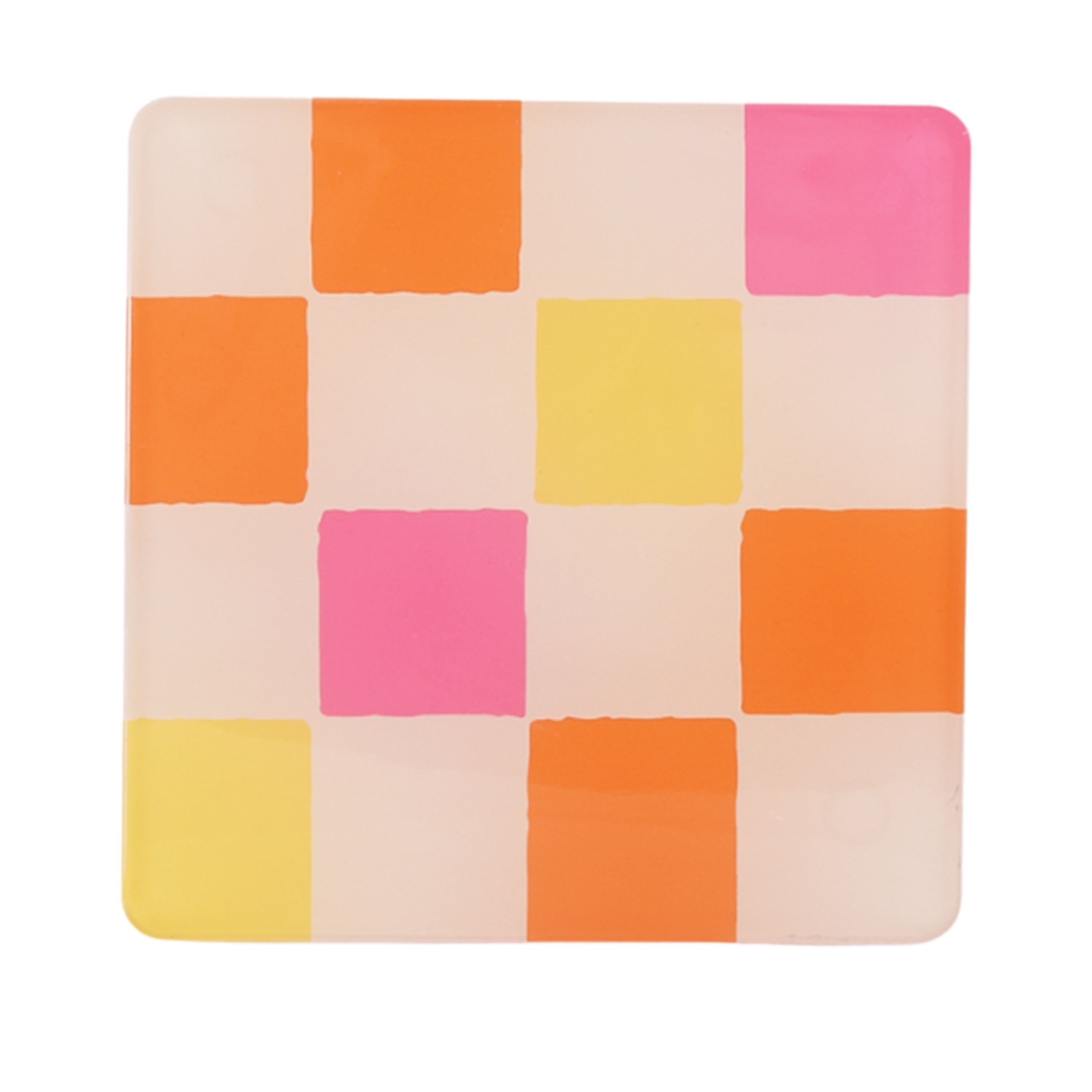 Mainstays 4-Inch Square Acrylic Coaster, Pink Check - Walmart Business ...