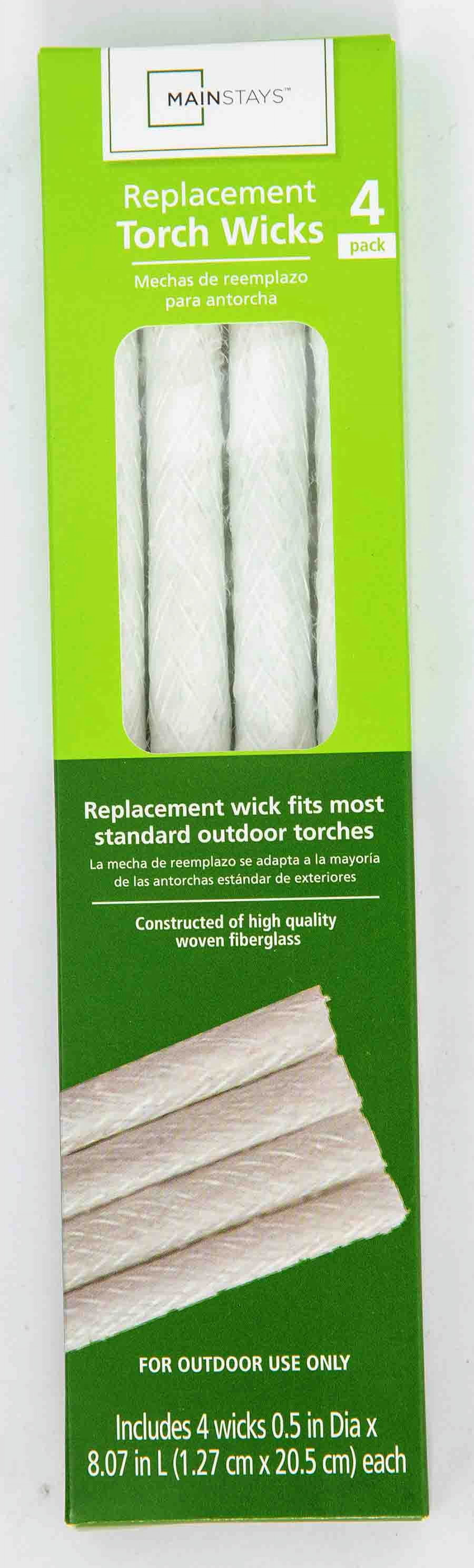 Mainstays Fiberglass Replacement Wicks for 8.07-inch Outdoor Torch, 4 ...