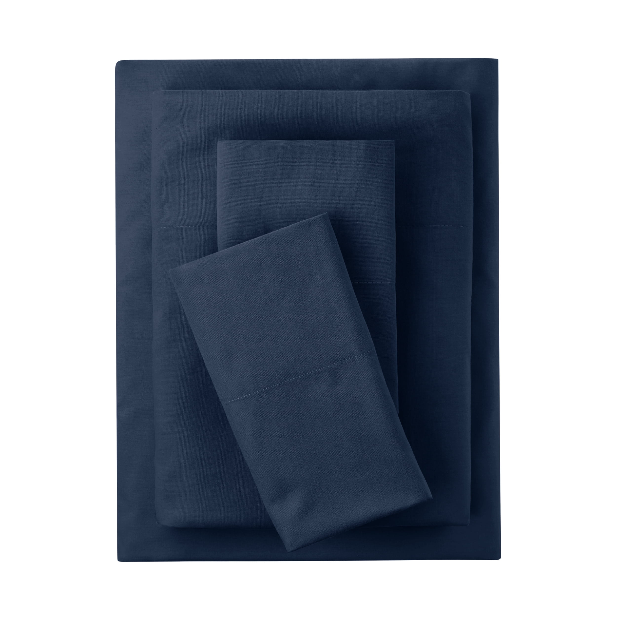 Mainstays 4-Piece Cotton Blend Percale Sheet Set Full, 300 Thread Count ...