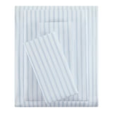 Mainstays 4-Piece 300 Thread Count Blue Stripe Cotton Blend Bed Sheet ...