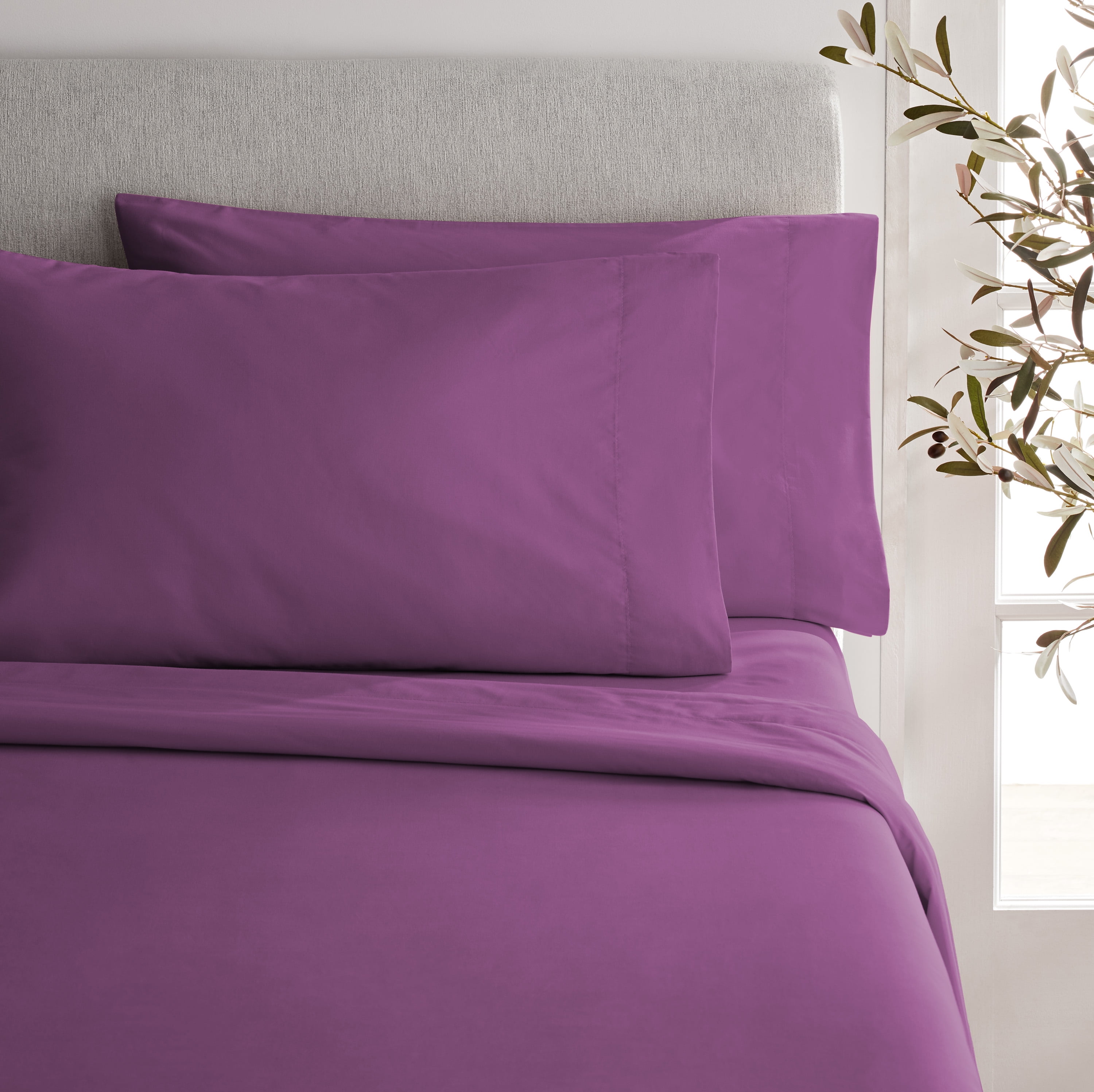 Mainstays 4-Piece 300 Thread Count Cotton Polyester Bed Sheet Set ...