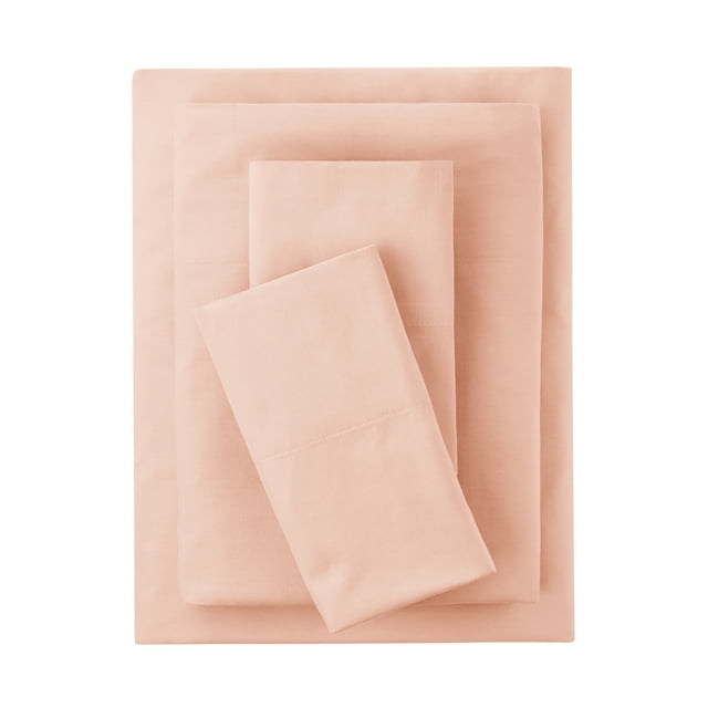 Mainstays 4-Piece 300 Thread Count Pink Blush Cotton Blend Percale Bed ...