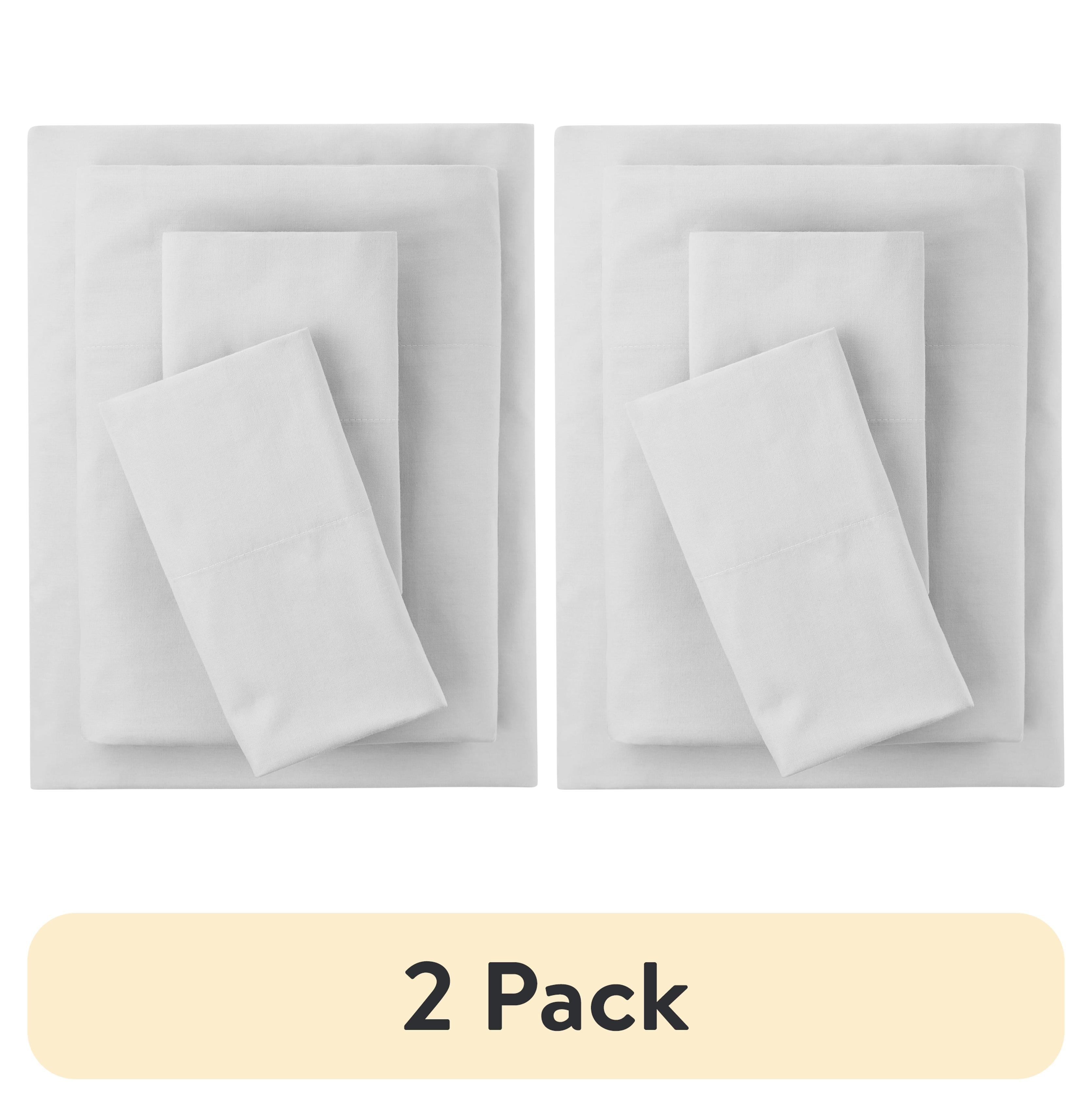 (2 pack) Mainstays 4-Piece 300 Thread Count Solid Soft-Silver CVC ...