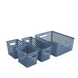 Mainstays 4-Piece Blue Decorative Storage Basket Set, Includes Medium ...