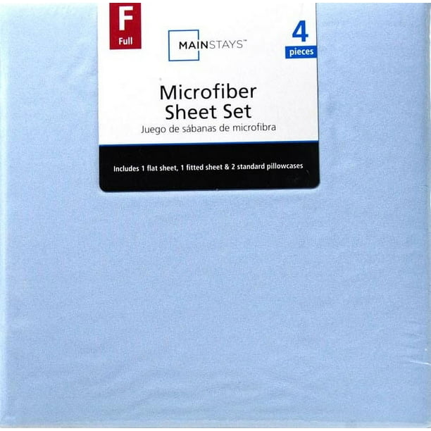 Mainstays 4-Piece Blue Microfiber Sheet Set, Full - Walmart Business ...