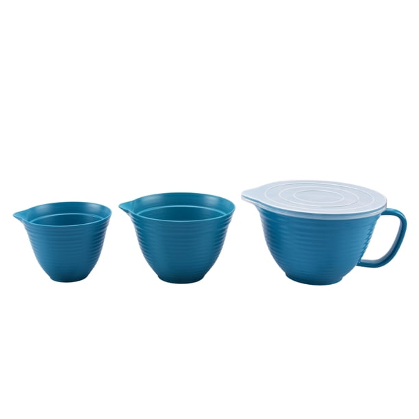Mainstays 4-Piece Eco-Friendly Recycled Plastic Batter Bowl Set, Teal ...