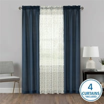 Mainstays 4 Piece Embroidered Curtain Panel Set, Black, 27.5" W x 84" L ...