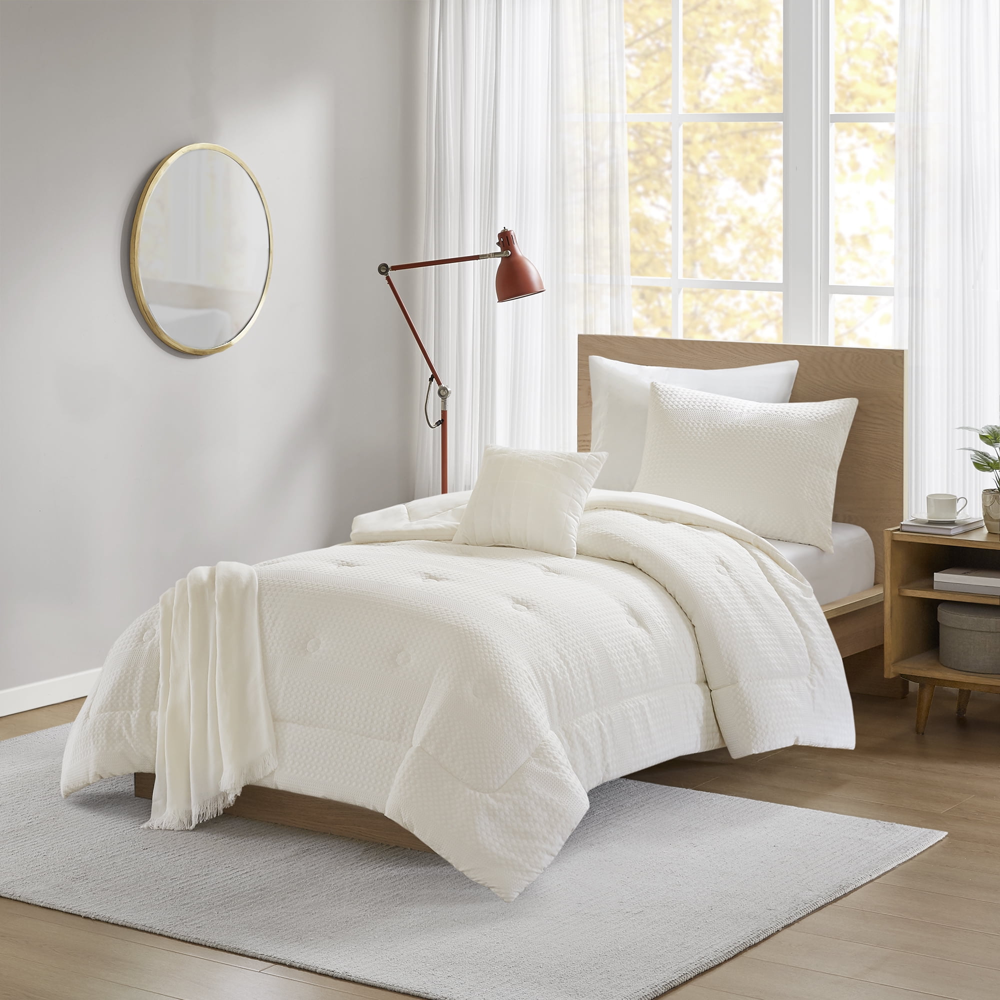 Mainstays 4-Piece Ivory Waffle Comforter Set, T/TXL - Walmart.com