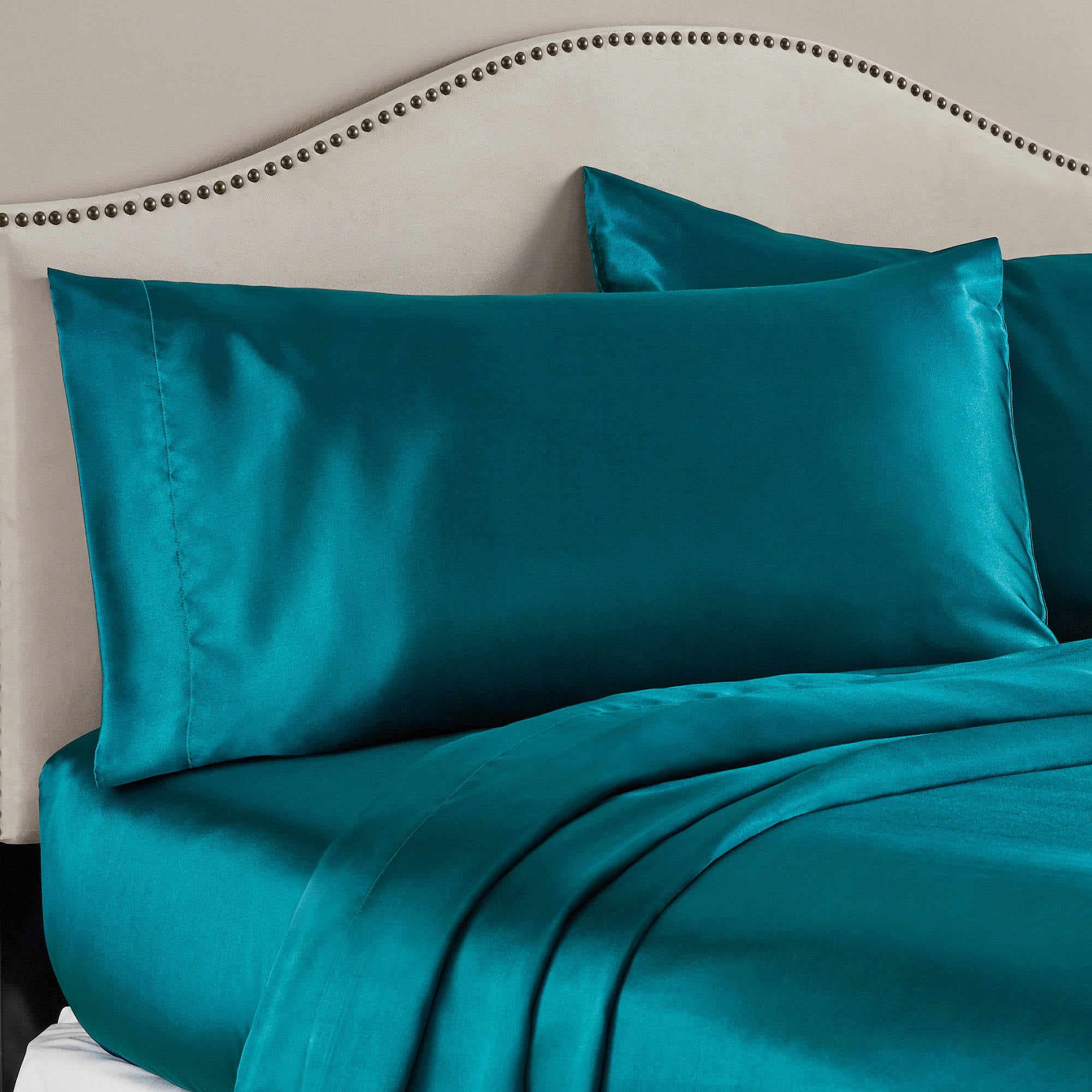 Mainstays 4 Piece Luxury Satin Sheet & Pillowcase Set - Walmart.com