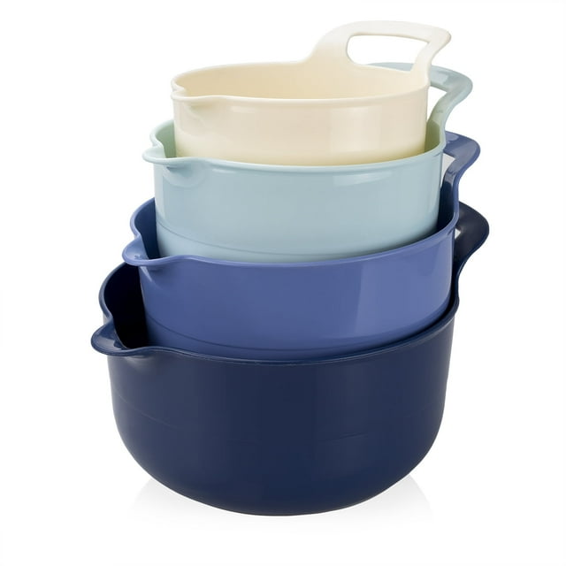 Mainstays 4 Piece Nesting Plastic Mixing Bowl Set with Pour Spouts and ...