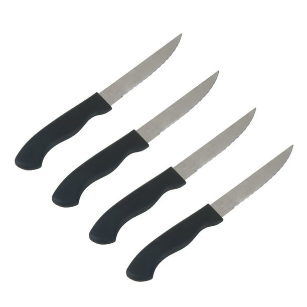 Mainstays 4-Piece Steak Knife Set with Soft Grip & Black Handles ...