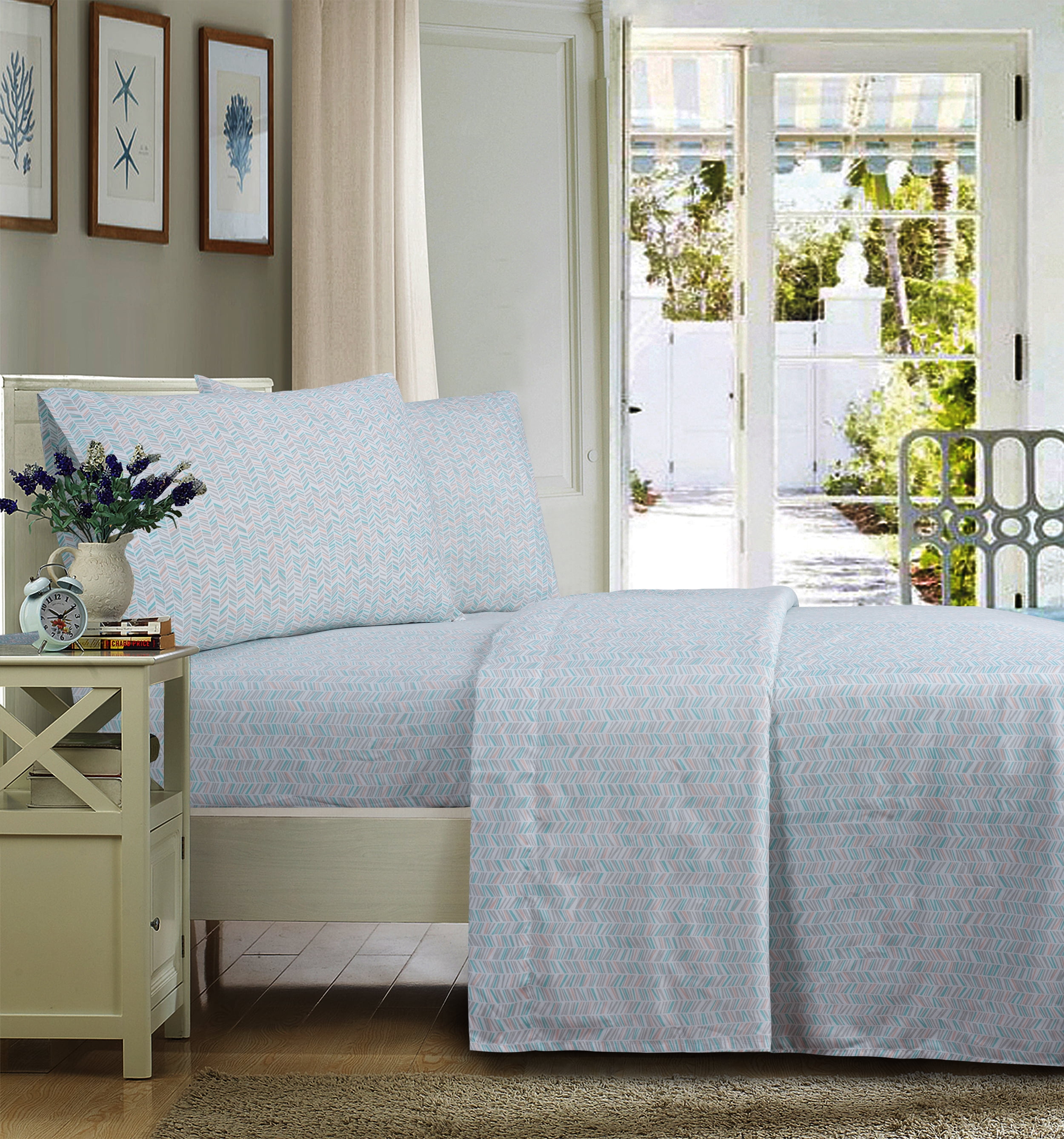 Mainstays Soft Mint Chevron Microfiber Sheet Set - Walmart.com