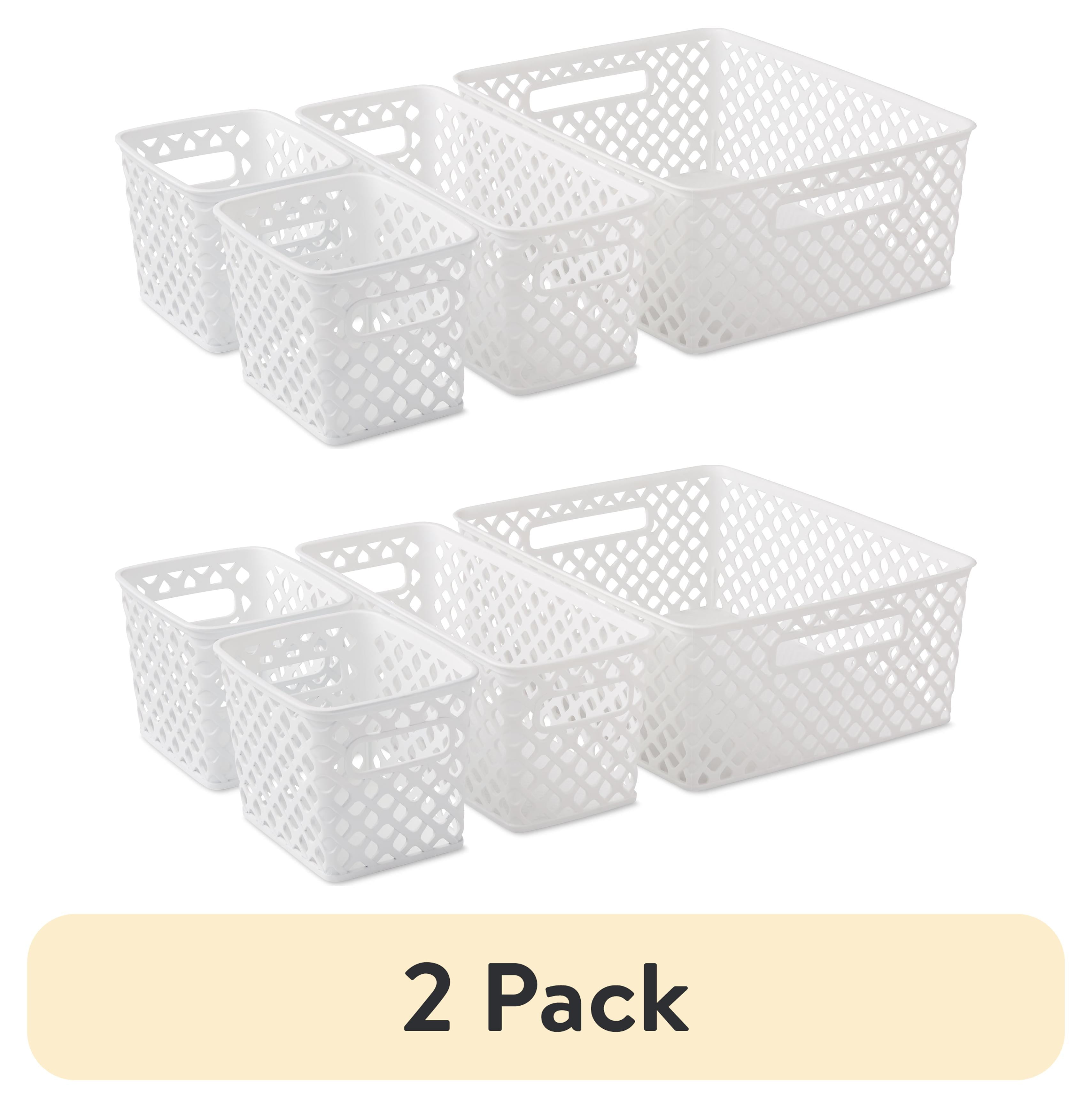 (2 pack) Mainstays 4-Piece White Decorative Storage Basket Set ...